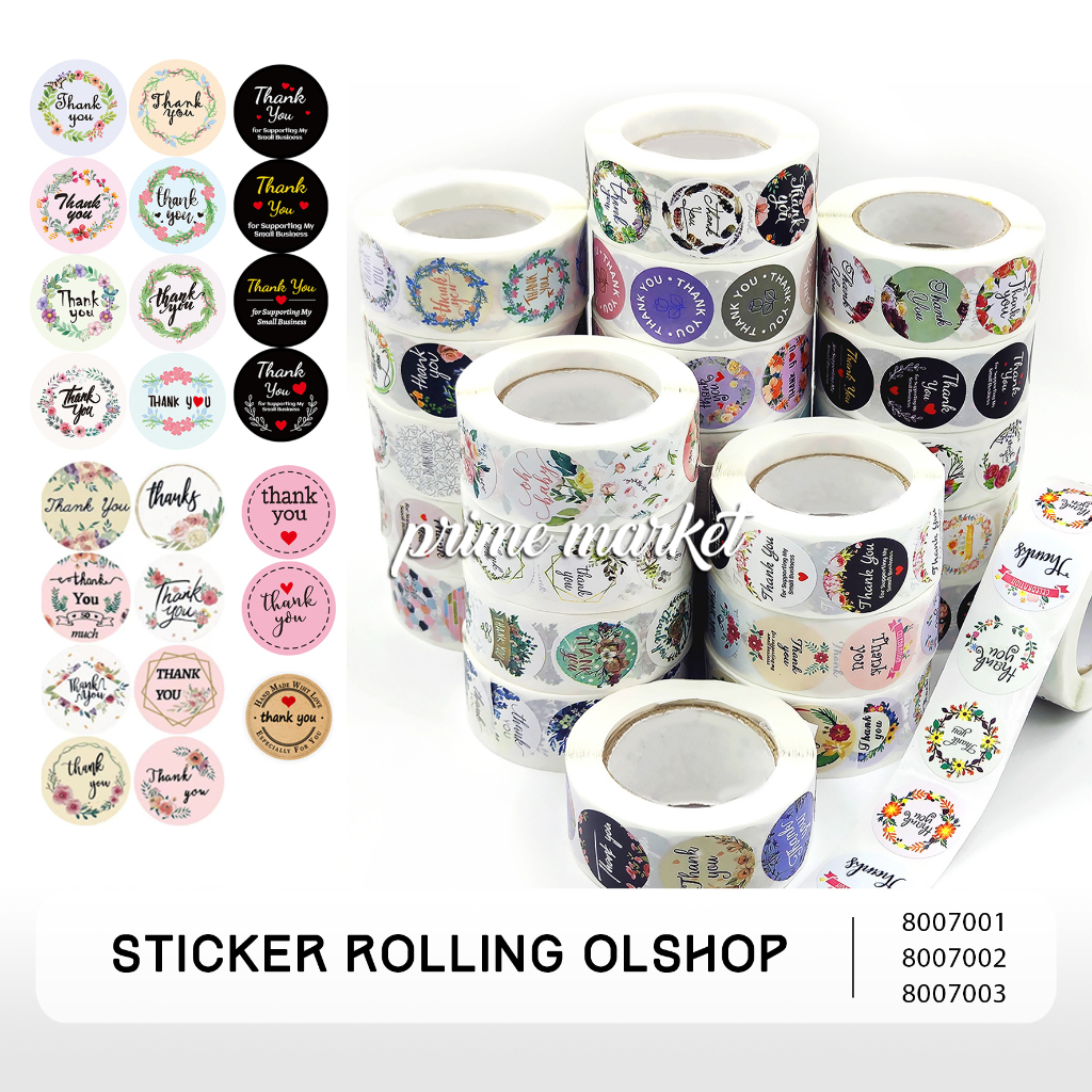 Jual Sticker Roll Olshop 500pcs Stiker Rolling Thank You Stiker Penutup ...