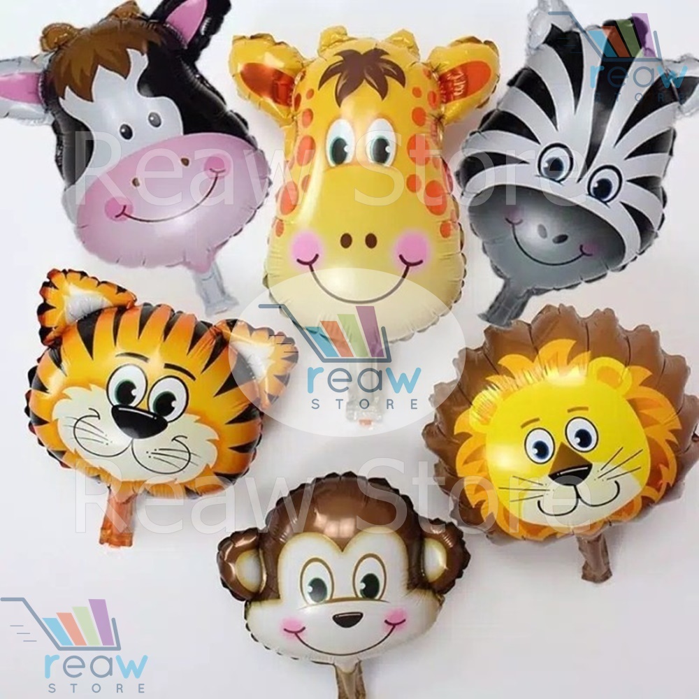 Jual Balon Foil Kepala Hewan Jungle Animal Jerapah Zebra Sapi Singa ...