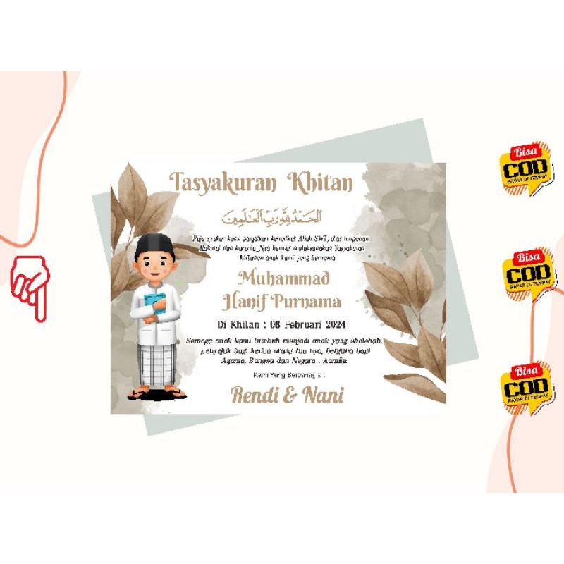 Jual KARTU / STICKER TASYAKURAN KHITANAN / WALIMATUL KHITAN / KHITANAN ...