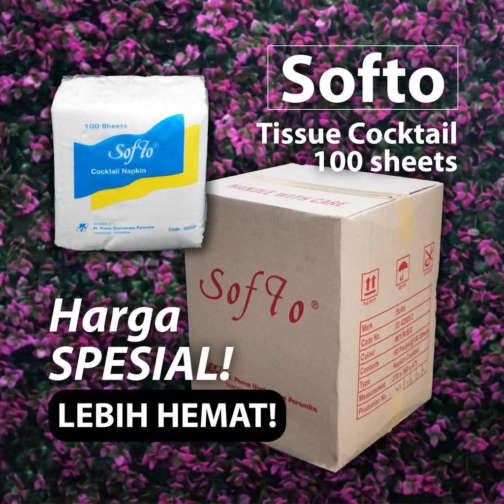 Jual (1 DUS ) Softo Tissue Cocktail Napkin | Tissue 100 Lembar Higienis ...