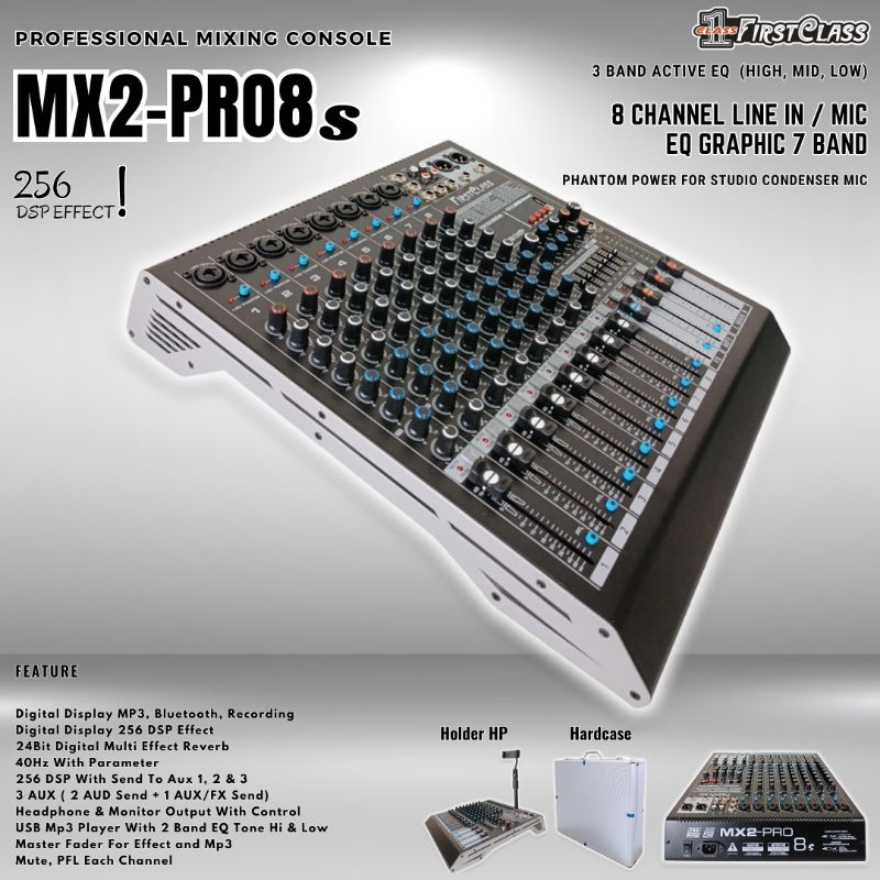 Jual Mixer Audio 8 channel Firstclass MX2 PRO8S | Mixer 8 ch mono ...