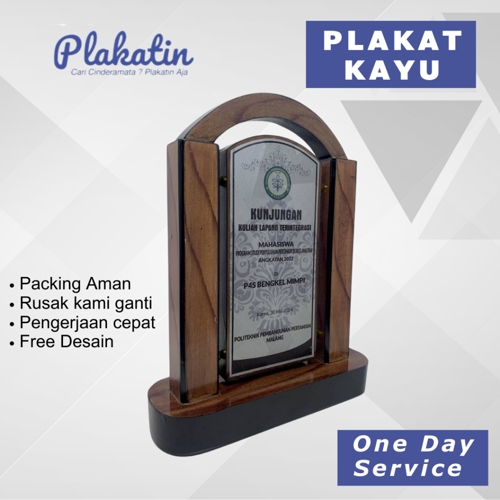 Jual PLAKAT VANDEL KAYU GERBANG | Plakat Kayu Penghargaan | Plakat Kayu ...