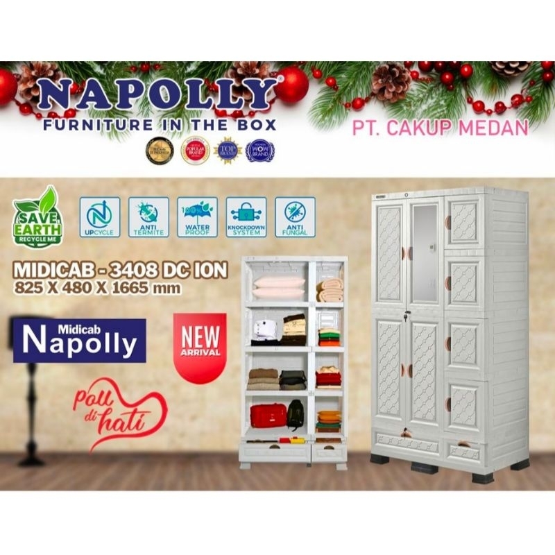 Jual Lemari Pakaian Plastik Napolly Midicab 3408 DC ION | Shopee Indonesia