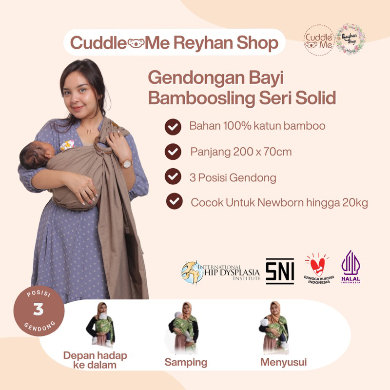 Jual CuddleMe Gendongan Bayi Bamboo Sling Solid Ring Sling Kain M Shape ...