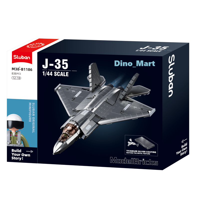 Jual Sluban Model Bricks Pesawat Jet J-35S Stealth Aircraft Metal ...