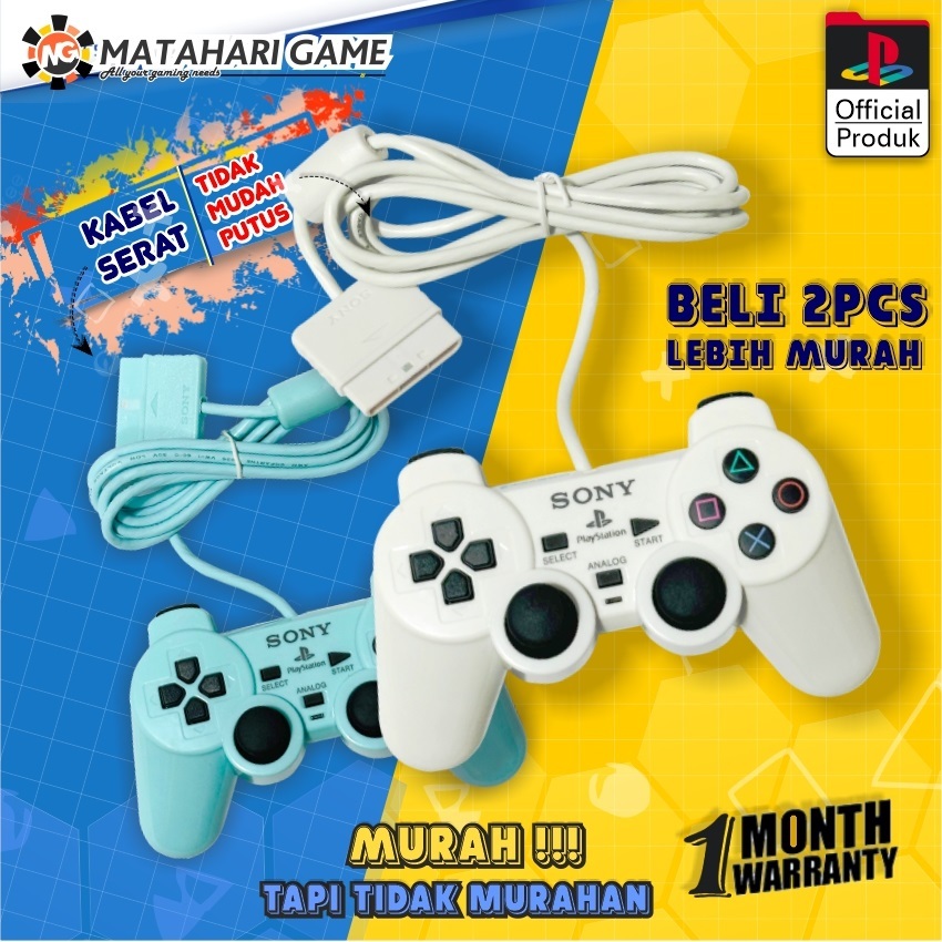 Jual 2Pcs Murah- Stik Stick PS2 Kabel Serat Warna Sony Putih ...
