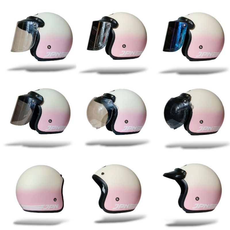 Jual HELM RETRO JPN GRADASI PINK CREAM DOP | Shopee Indonesia