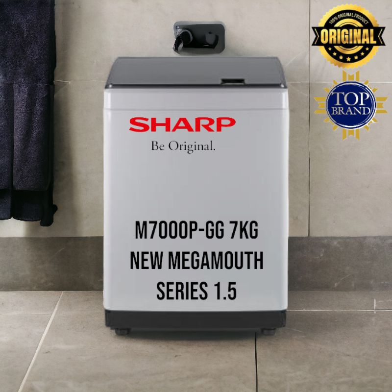 Jual mesin cuci 1 tabung sharp ES-M700P GG 7KG FULL OTOMATIS | Shopee ...