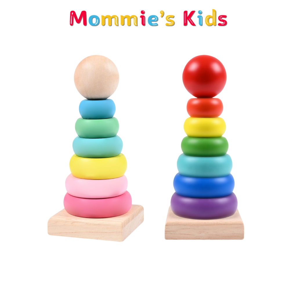 Jual Mainan Edukasi Anak Ring Donat Kayu 7 Susun Colorful Wooden ...