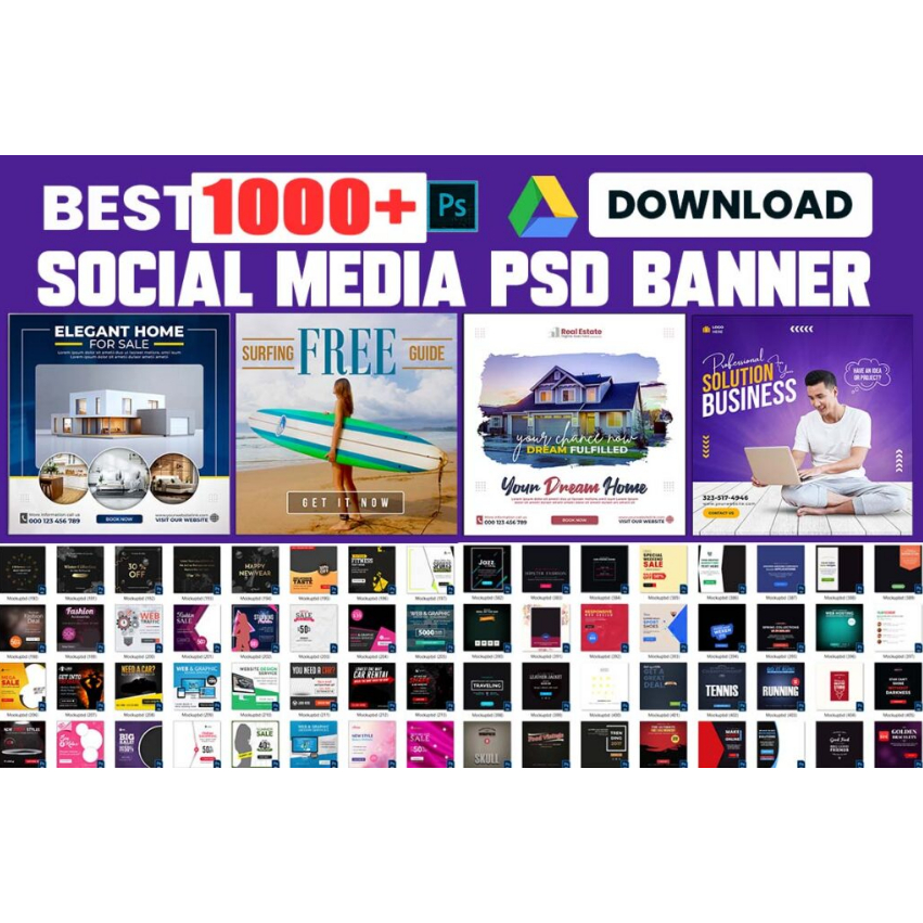Jual 1000+ Free Social Media PSD Templates Bundle | Shopee Indonesia
