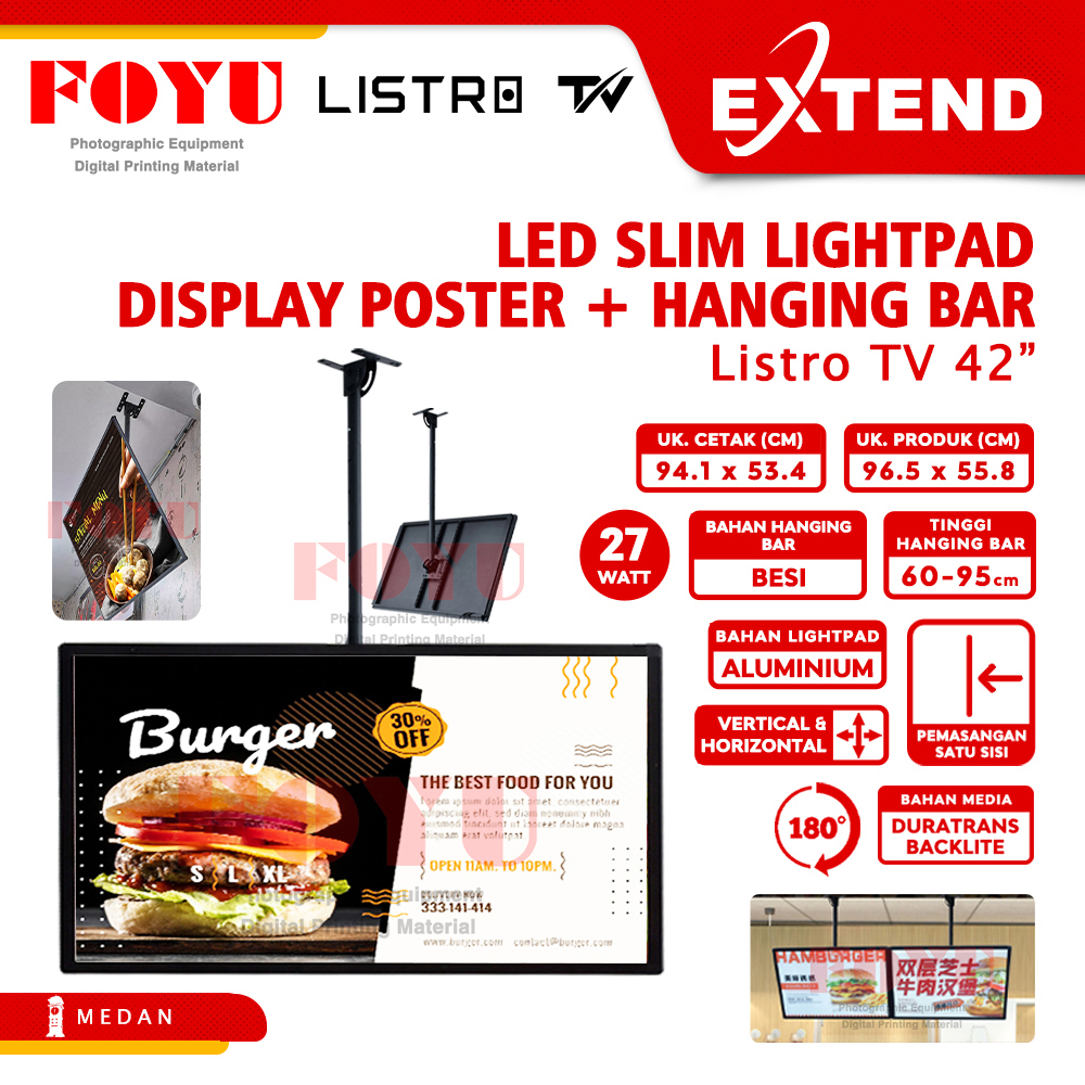 Jual LED Slim Light Pad Display Poster Banner Hanging Bar Tiang Gantung ...