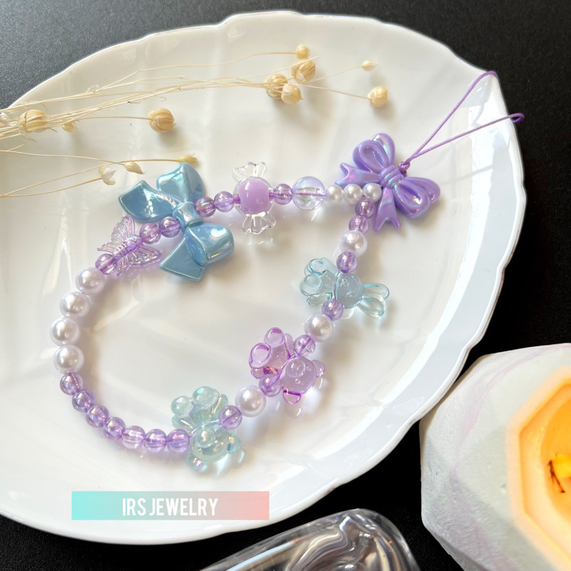 Jual Phone Strap Beads Ungu Series/ Tali Lanyard Handphone Manik Pita ...