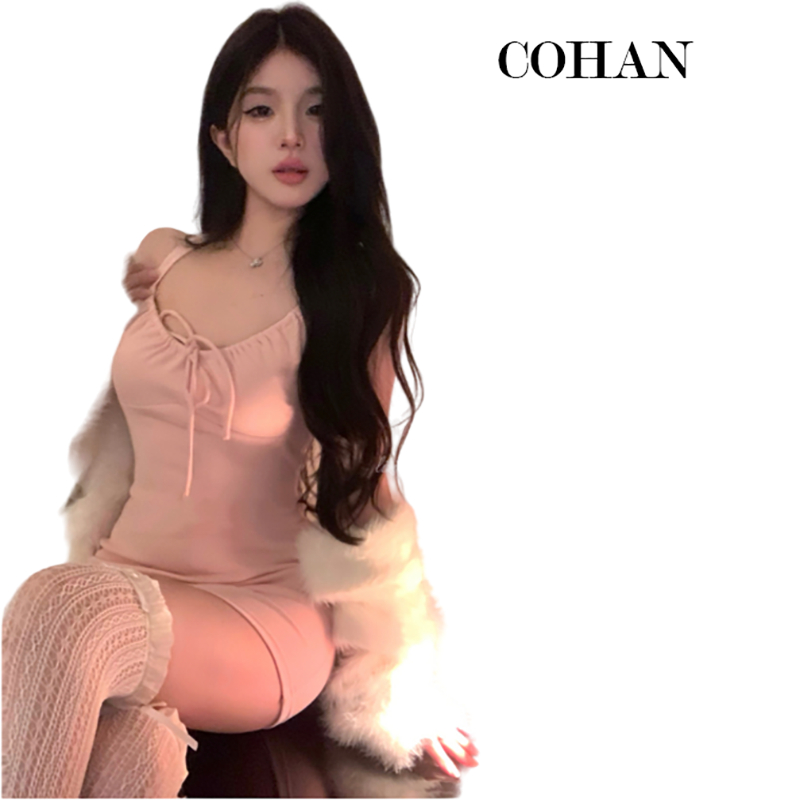 Jual Cohan DR8033 Baju Wanita Korean Sexy Wrap Slimbody Dress Mini Seksi Elegant Pakaian Tanpa ...