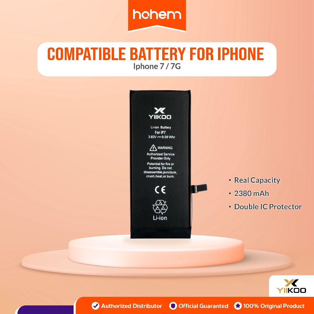 Jual YIIKOO Baterai Iphone 7 7G Batre Batrai Battery Dual Double Power ...