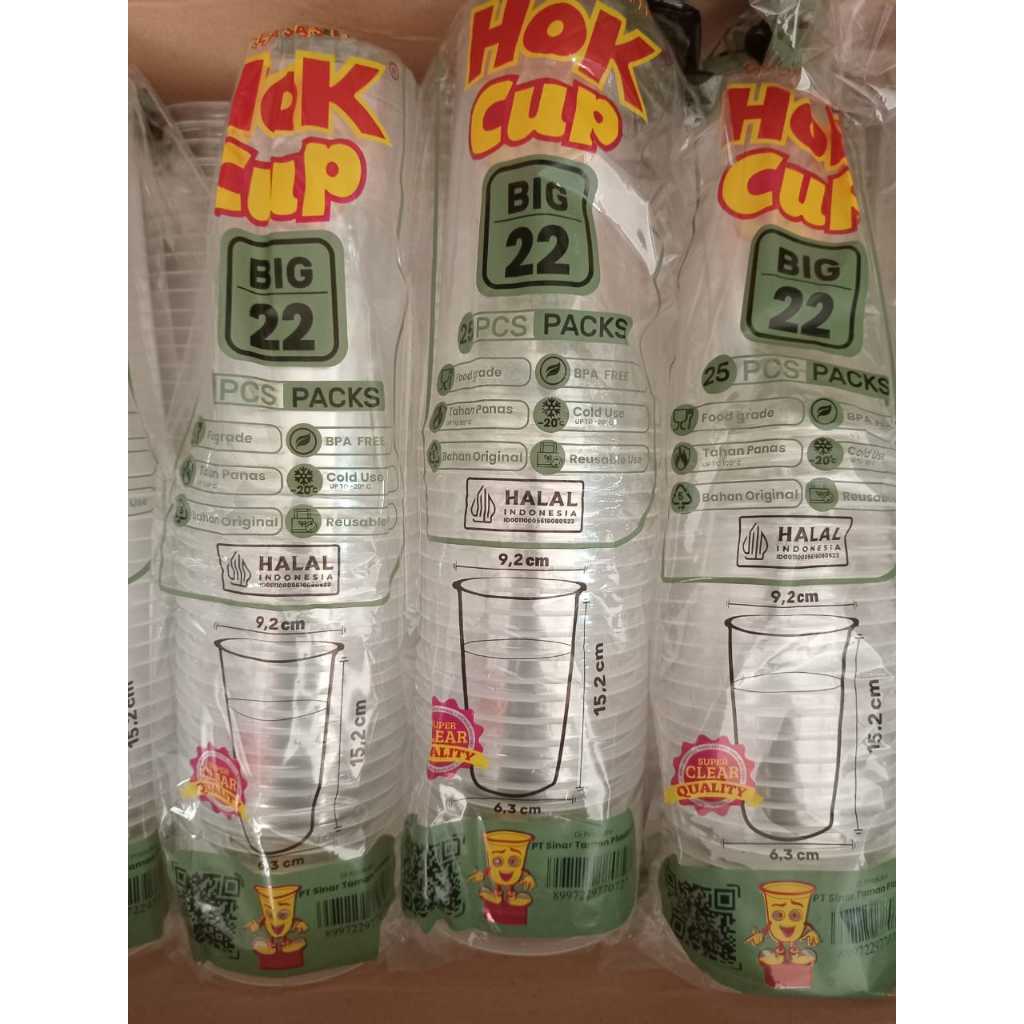 Jual Gelas plastik cup datar merk Hok Cup 22 oz 7 gr | Shopee Indonesia