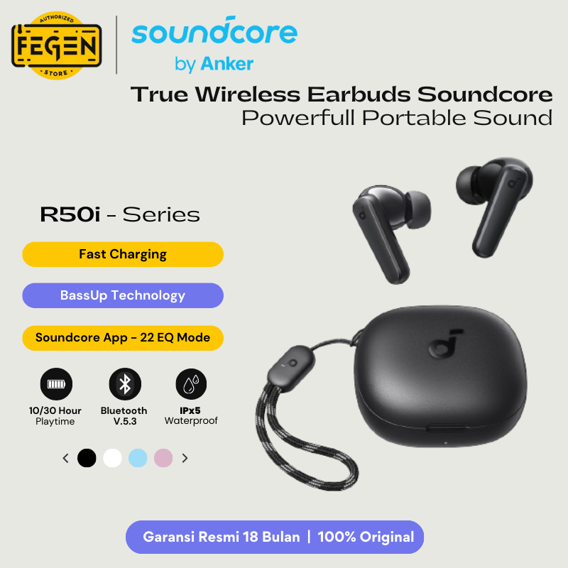 Jual True Wireless Earbuds Anker Soundcore R50i Extra Bass AI Enhanced ...