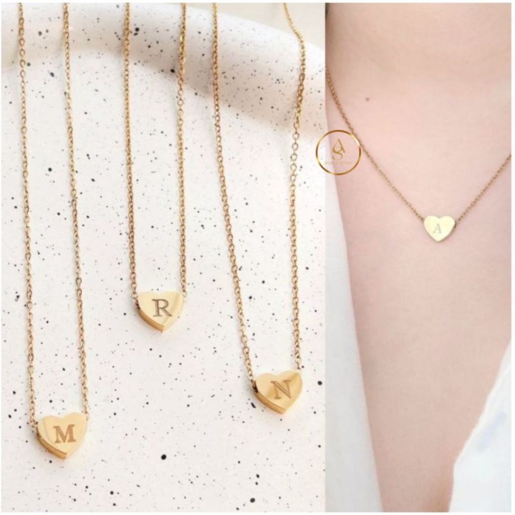 Jual Kalung Huruf Titanium Ukir Inisial Nama Model Liontin Love Anti ...
