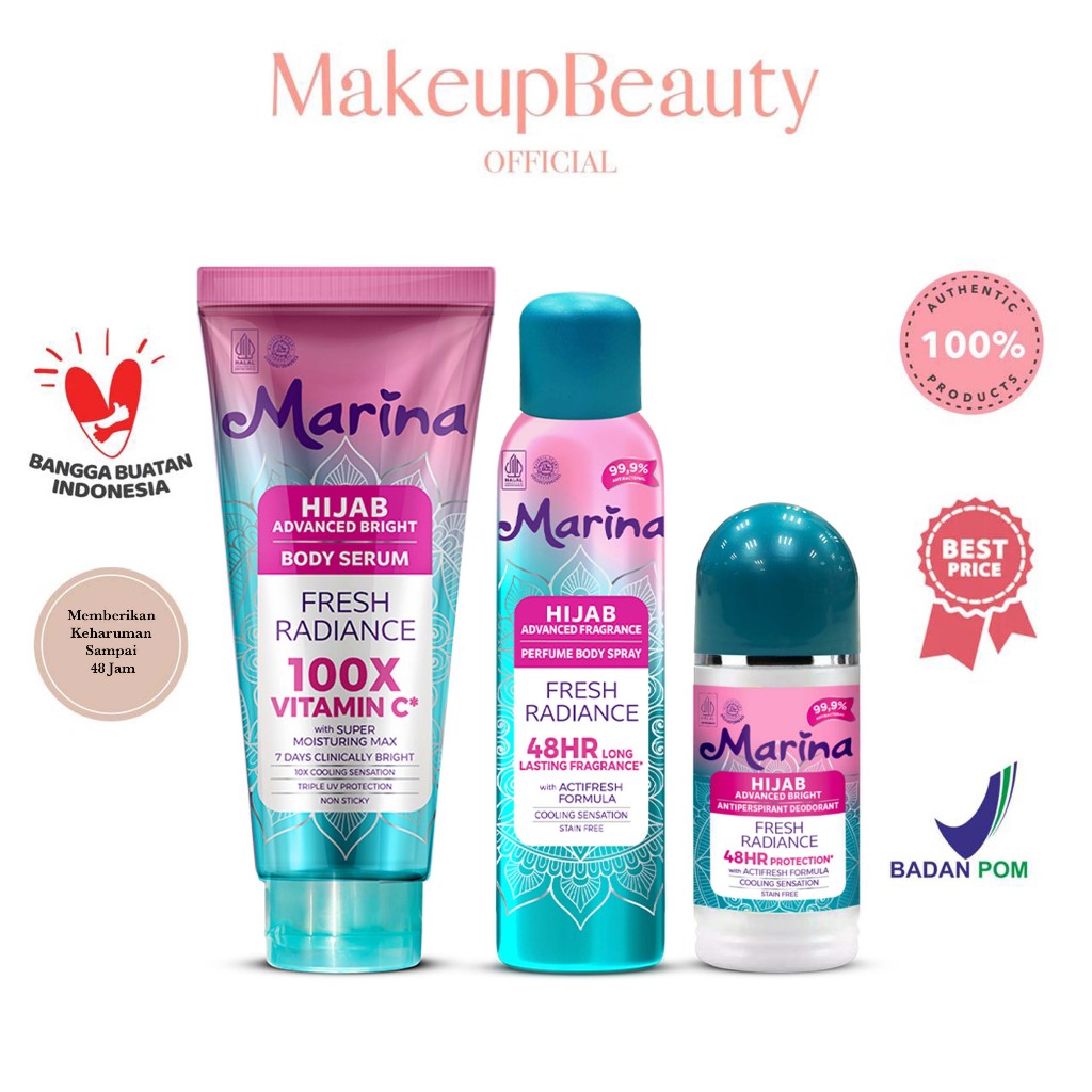 Jual MARINA Hijab Fresh Radiance Series - Body Serum 150ml - Body Spray ...