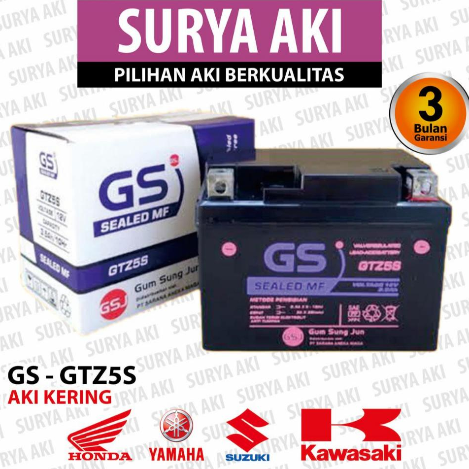 Jual Aki Motor GTZ5S MF Aki Kering Yamaha Fino Vario 110 Honda Beat Supra X 125 Scoopy Spacy ...