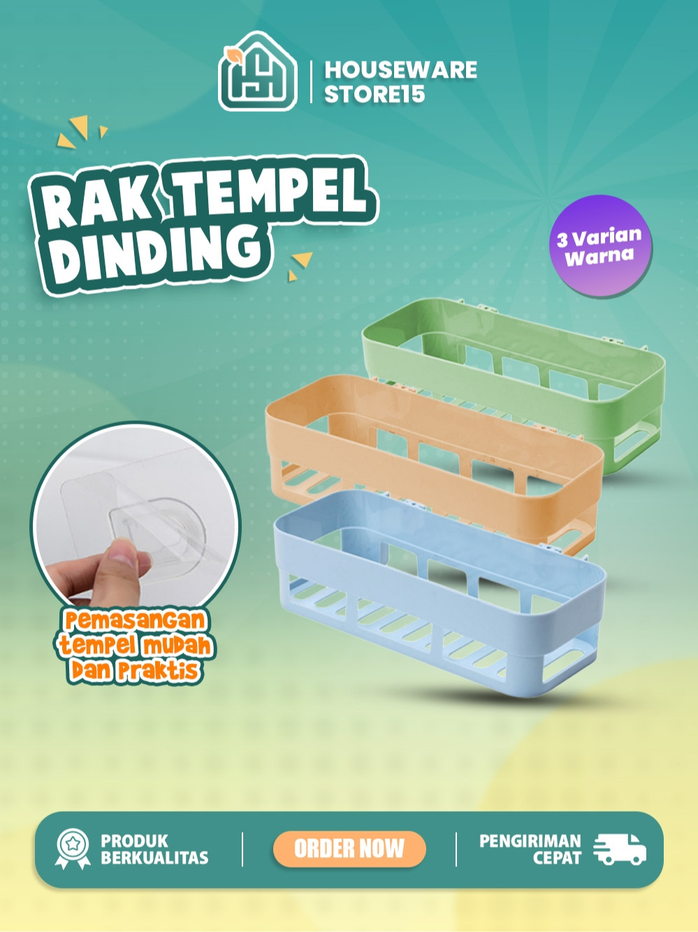 Jual Rak Tempel Dinding Dapur Kamar Mandi Penyimpanan Botol Rak Sudut ...