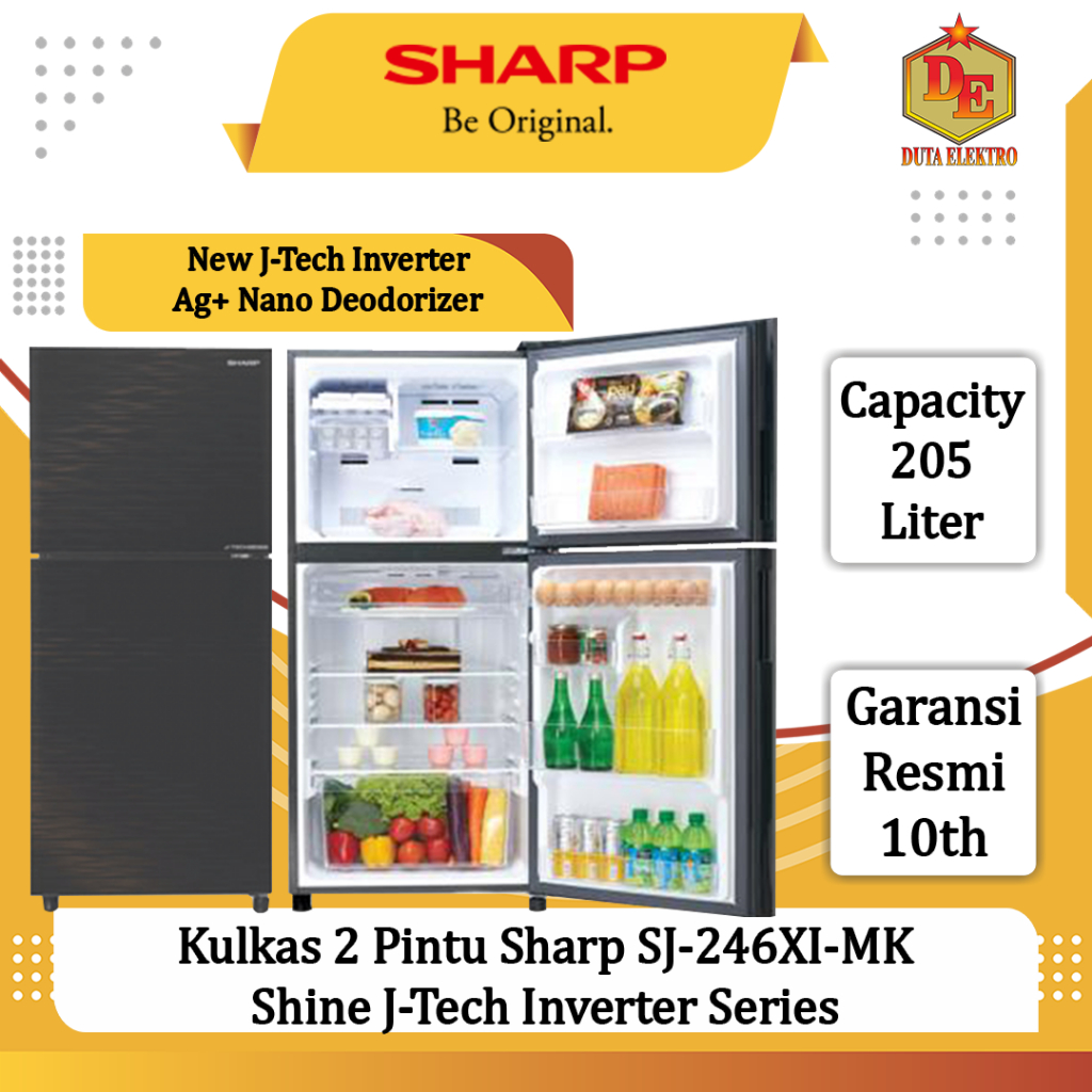 Jual Kulkas 2 Pintu Sharp SJ 246 XI MK Shine J Tech Inverter Series | Shopee Indonesia