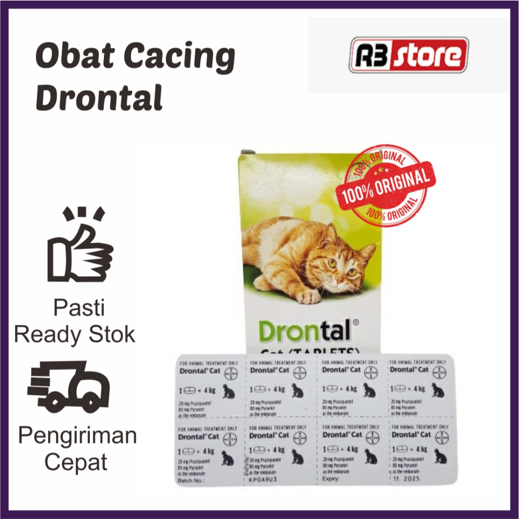 Jual DRONTAL CAT 1 TABLET DRONTAL KUCING OBAT CACING KUCING OBAT CACING ...