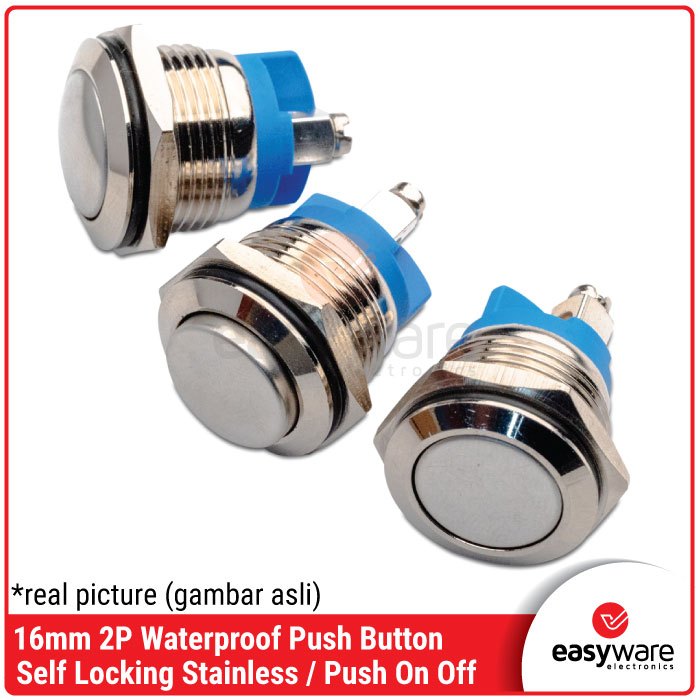 Jual Momentary Switch 16mm Stainless Push Button On Waterproof ...