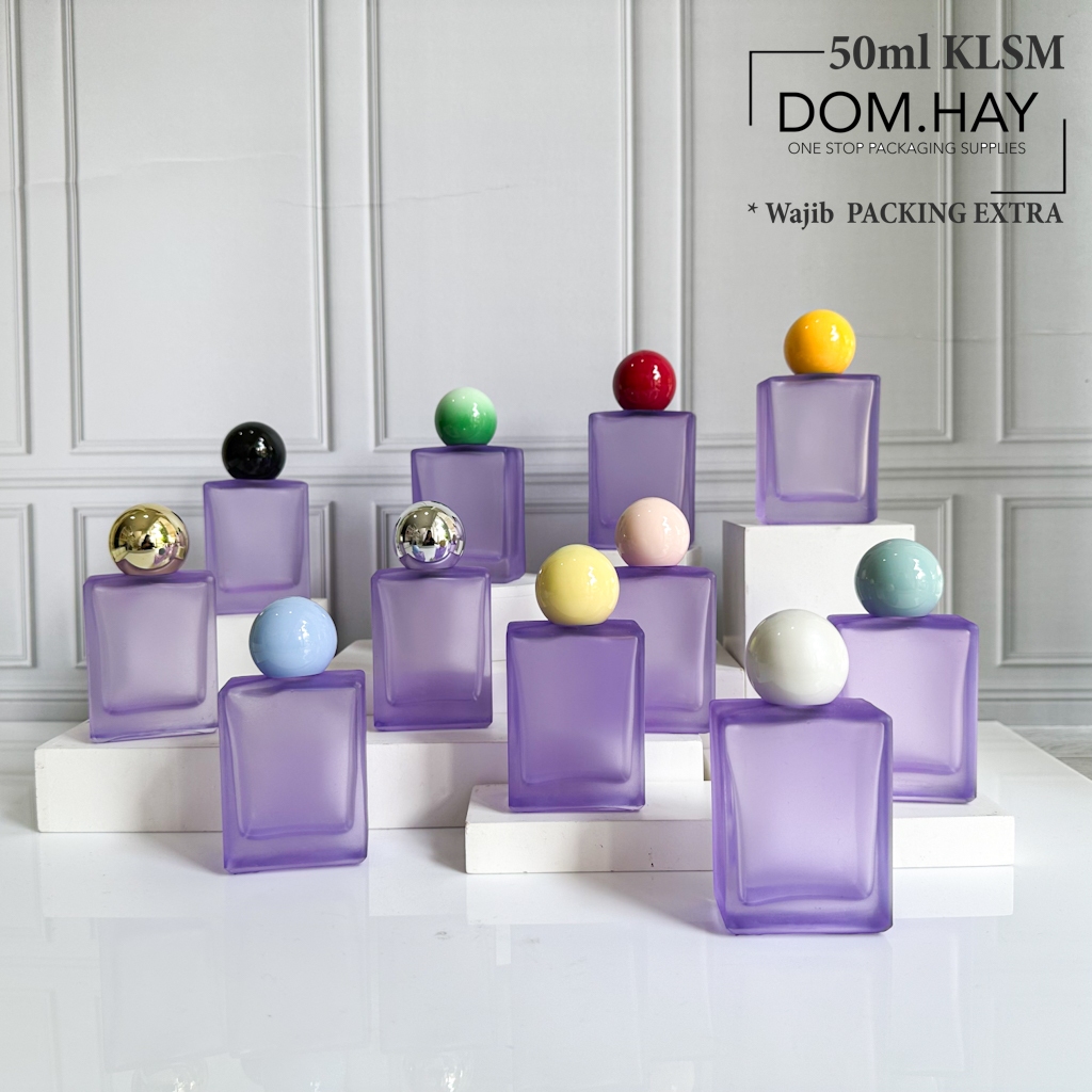 Jual 50ml KLSM Ungu Frosted Bola Botol Parfum Semi Press Kaca Parfume ...