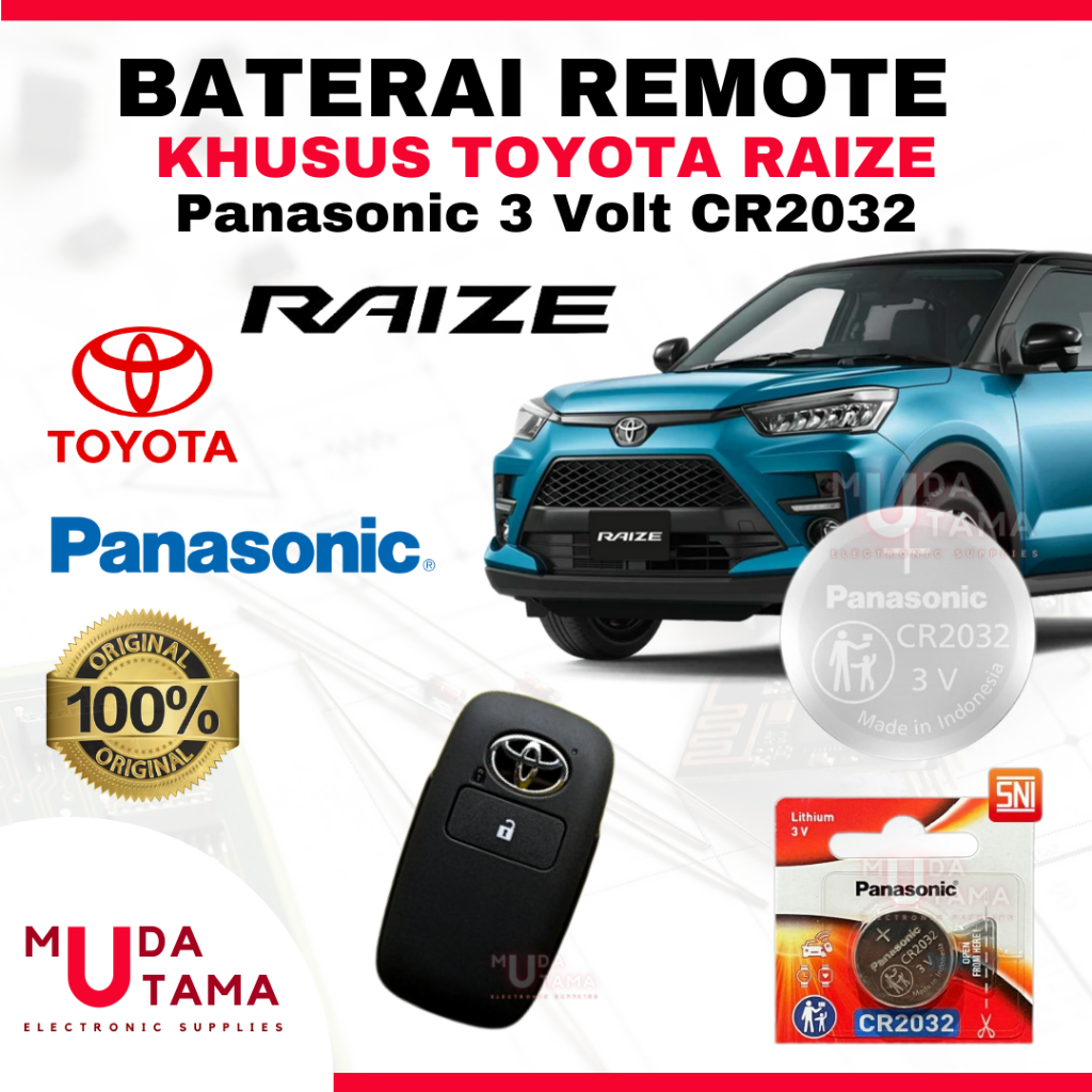 Jual BATERAI REMOTE TOYOTA RAIZE ORIGINAL PANASONIC CR2032 - BATTERY ...