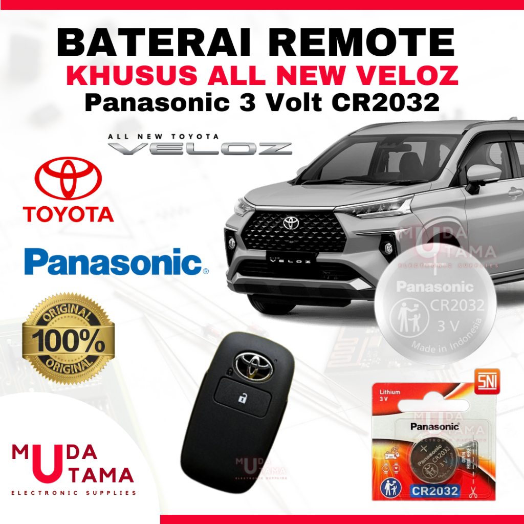 Jual BATERAI REMOTE TOYOTA ALL NEW VELOZ ORIGINAL PANASONIC CR2032 ...