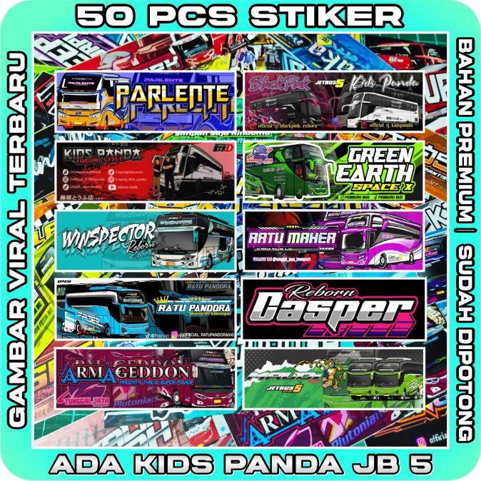 Jual 50 Pcs STICKER BUS BASURI PANJANG VINYL | Shopee Indonesia