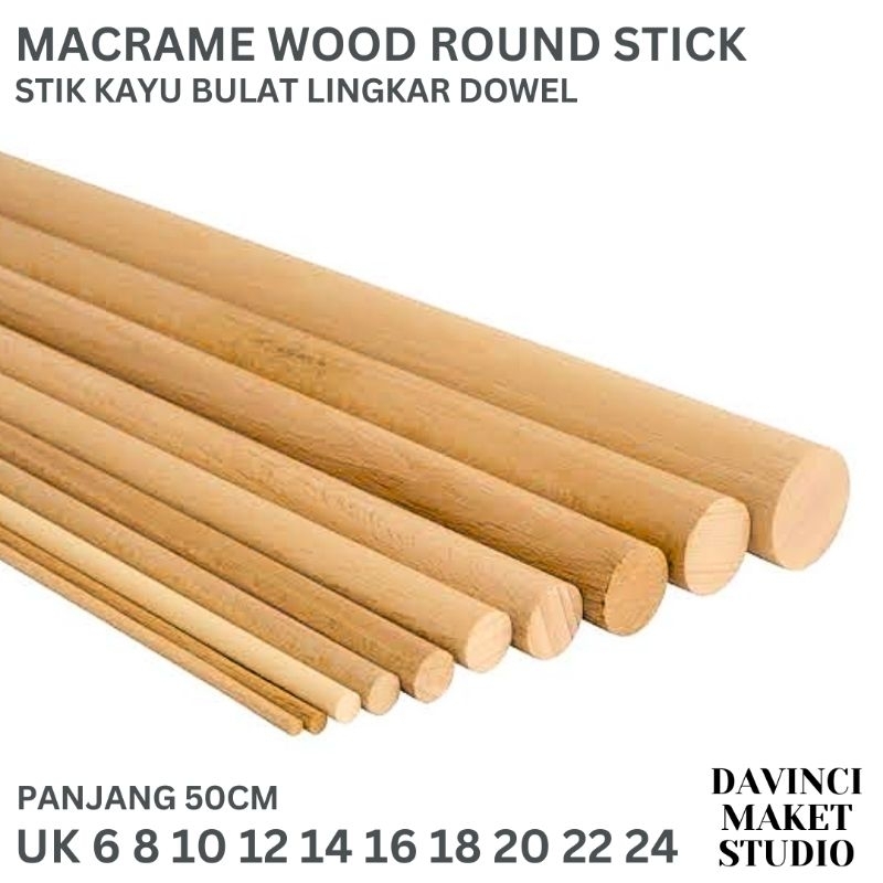Jual Macrame Wood Round Stick - Stik Kayu Bulat Lingkaran Dowel ...
