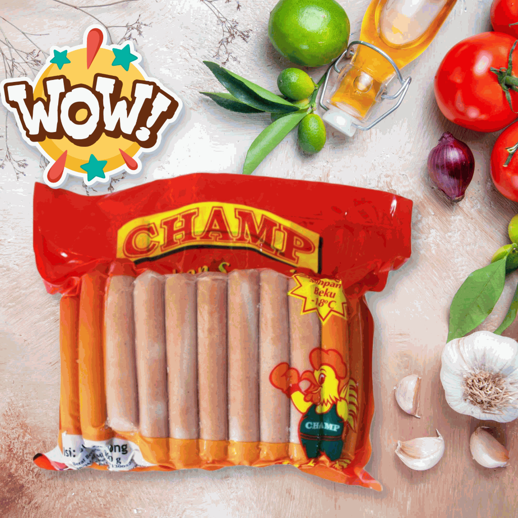 Jual sosis champ ayam murah untuk jualan berat 1kg | Shopee Indonesia