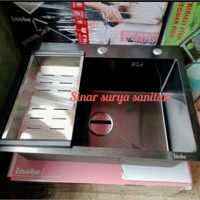 Jual Kitchen sink inobe 6045 black 304 / kitchen sink kotak hitam 60 cm ...