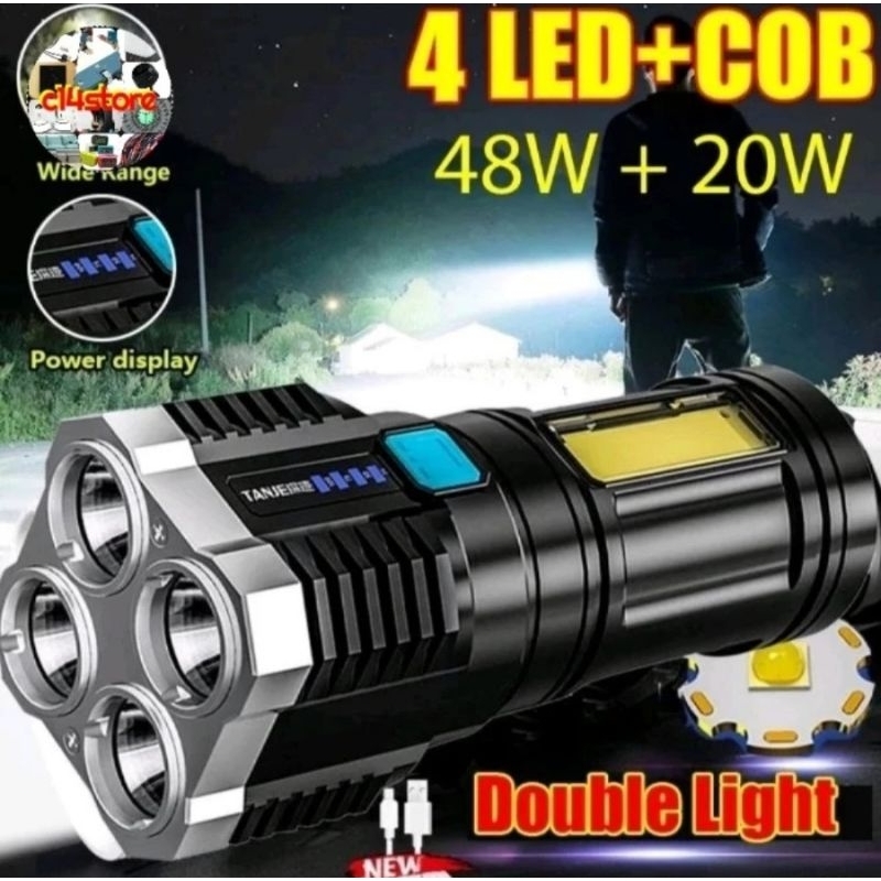 Jual Senter Super Terang 4 LED USB Rechargable | Shopee Indonesia