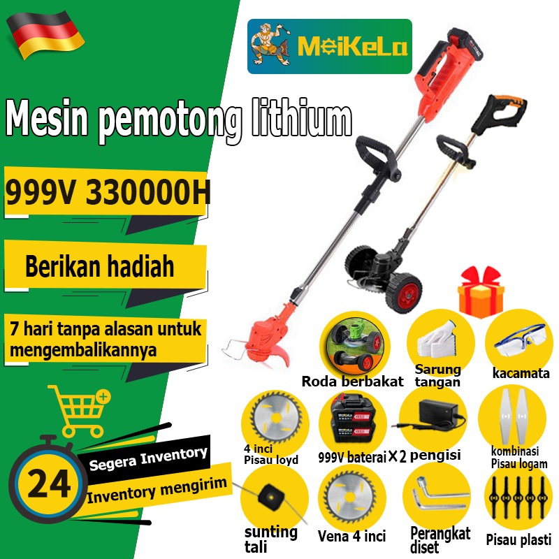 Jual Mesin potong rumput baterai Trimmer Cordless dg roda Mesin ...