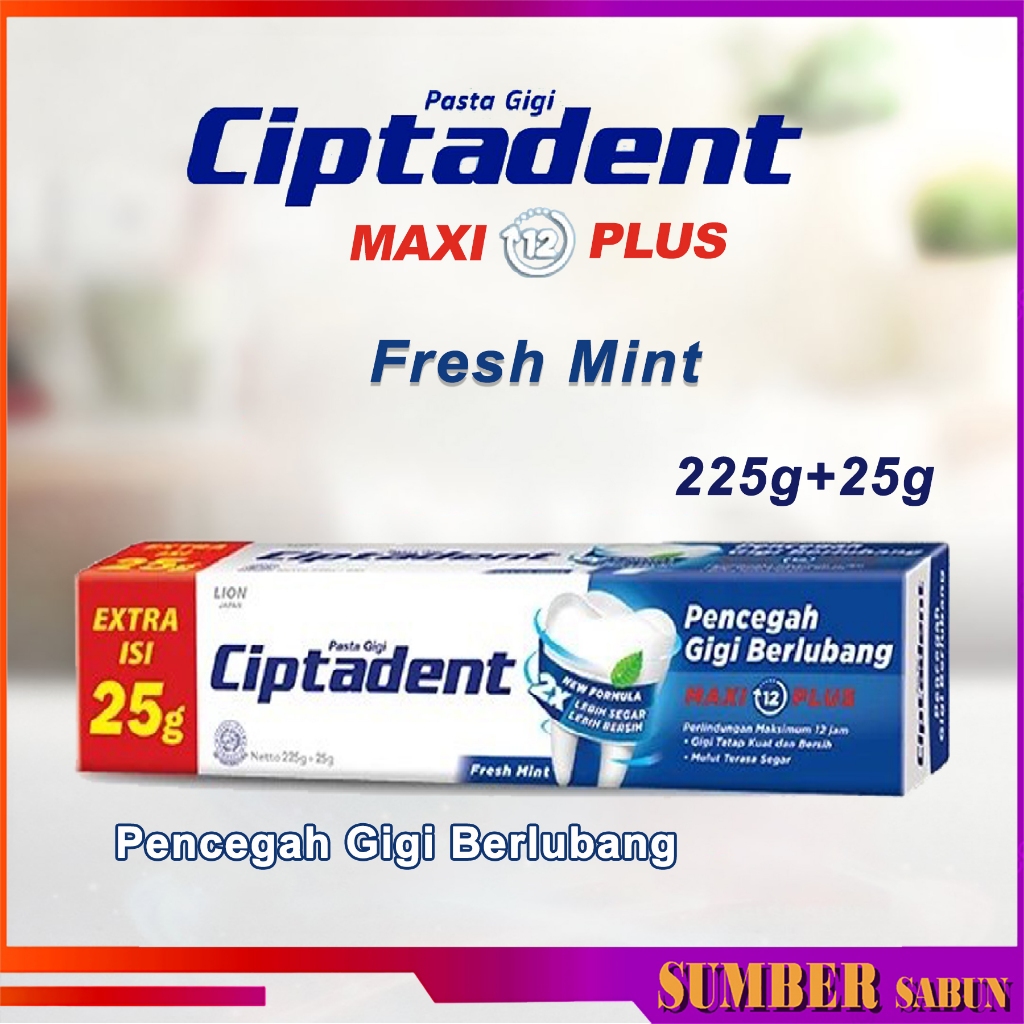 Jual Ciptadent Maxi 12 plus 225gr + 25gr - Pasta Gigi Dewasa Mencegah ...