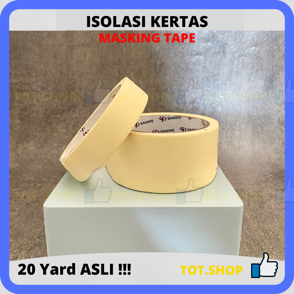 Jual [20 Yard] Masking Tape Isolasi Kertas Lakban Kertas 24mm/48mm Lem ...