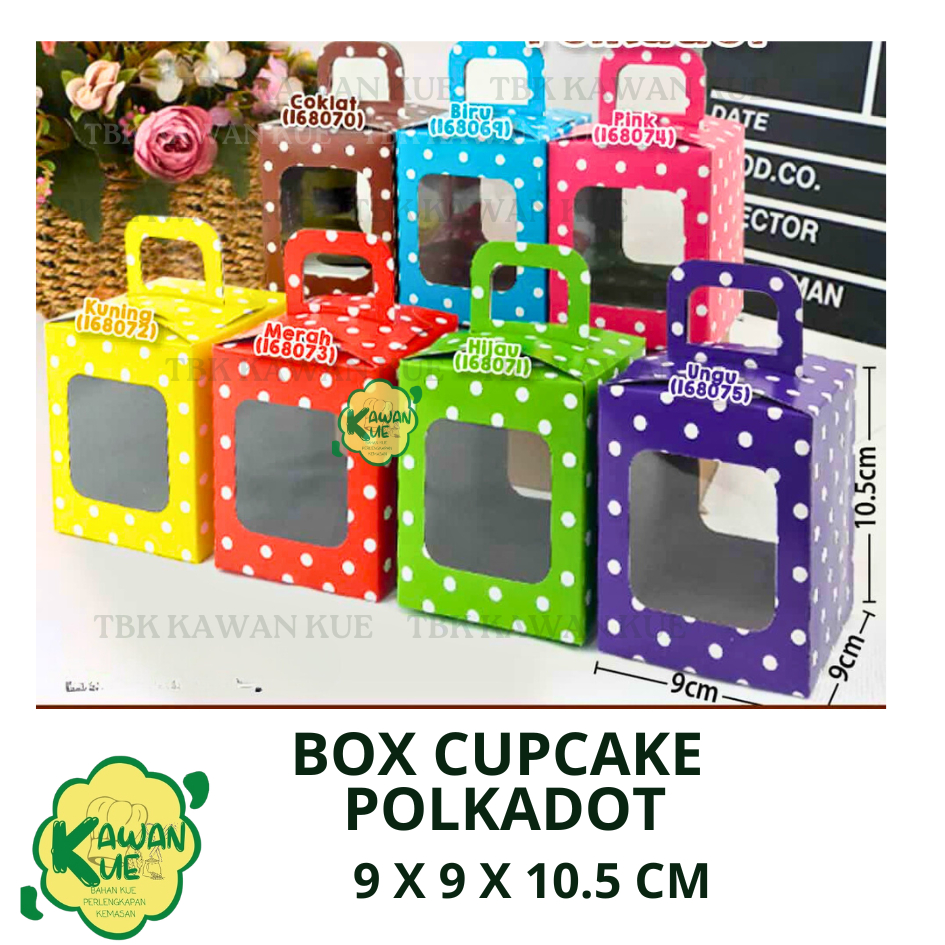Jual Box Cupcake Polkadot / Dus Cup Cake / Box Muffin Ukuran 9 x 9 x 10 ...