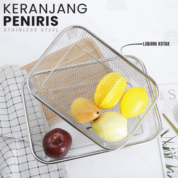 Jual Keranjang Saringan Kotak Stainless Steel Peniris Gorengan Minyak ...