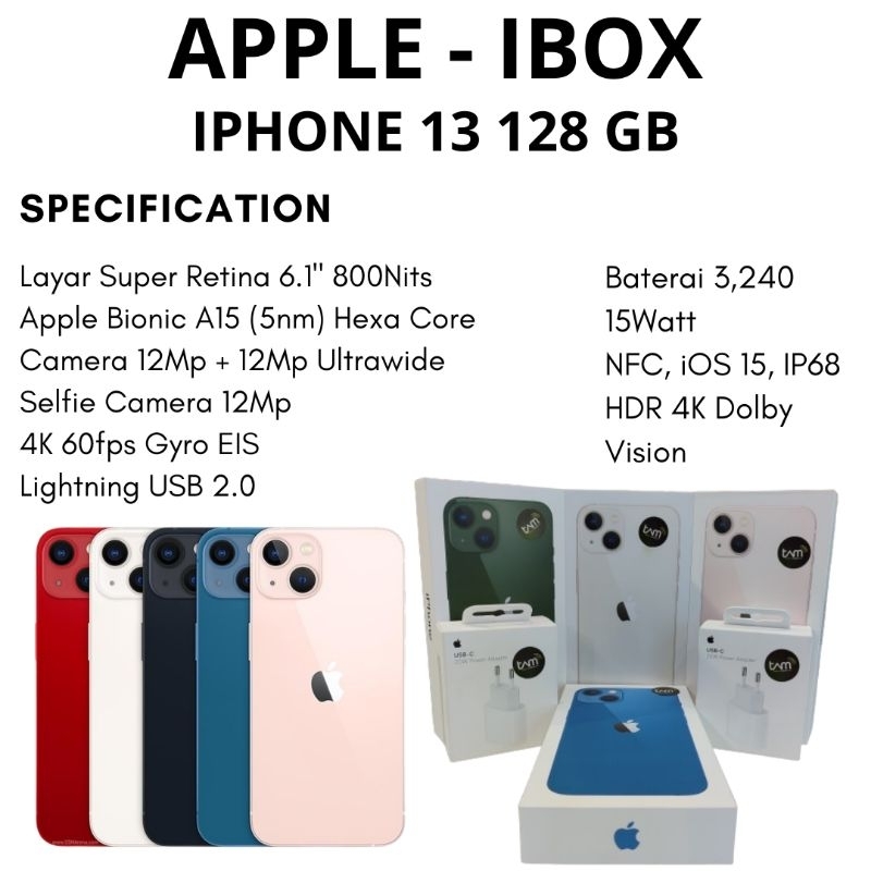 Jual Iphone 13 128 GB IBOX TAM Garansi Resmi 1Th New | Shopee Indonesia