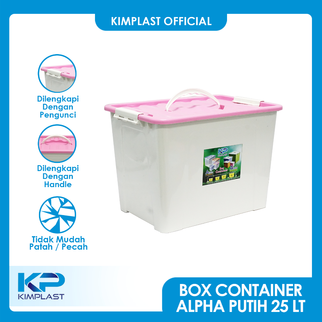 Jual KIMPLAST BOX Container 25 liter Putih/ Dengan Pegangan Handle ...