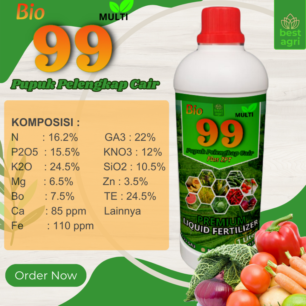 Jual Pupuk Bio 99 1 Liter Pupuk Pelengkap Pertumbuhan Plus ZPT | Shopee Indonesia