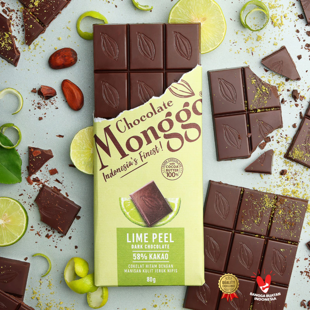 Jual Chocolate Monggo | Lime Peel & Dark Chocolate 80gr | Coklat Murni ...