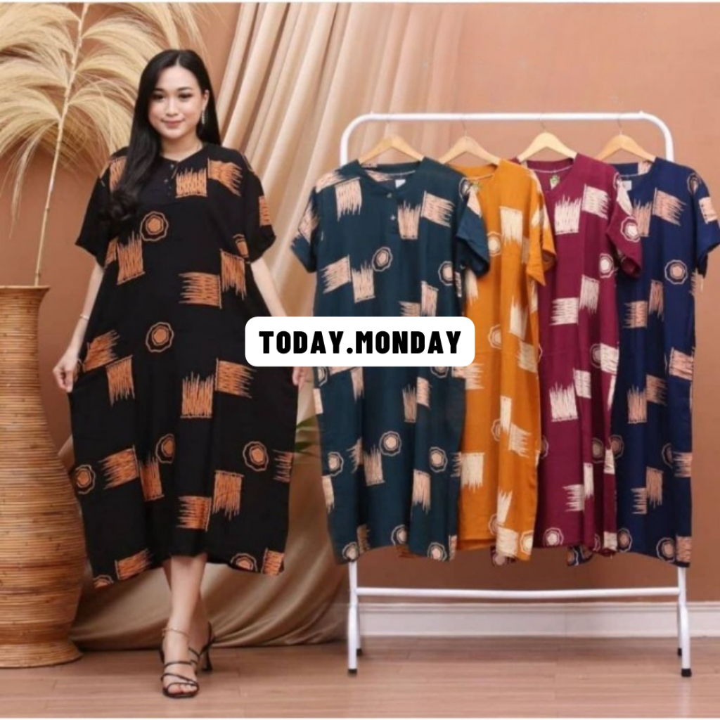 Jual DJ1-2 Baju Daster Dress Jumbo Busui LD 120 Wanita Kancing Depan ...