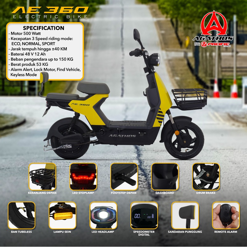 Jual Sepeda Listrik AGATHOS ae360 | Shopee Indonesia