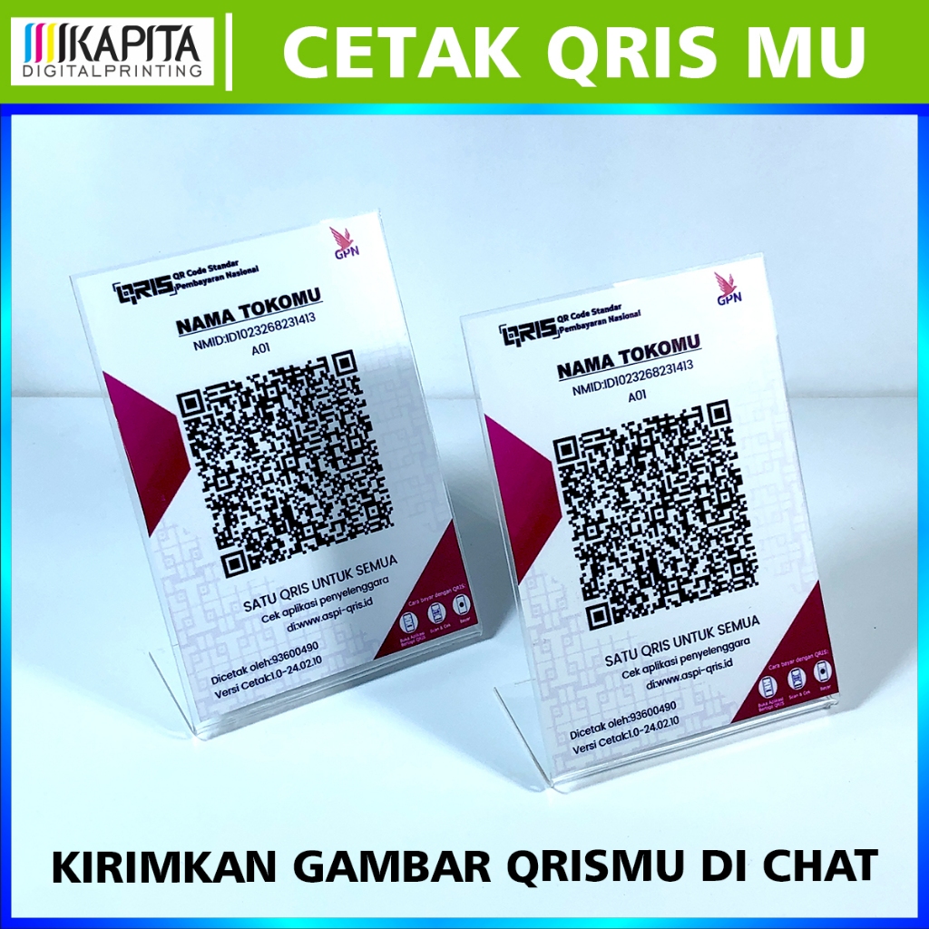 Jual (Paket Lengkap) Cetak Qris & Akrilik Stand Berdiri Tipe L | Cetak ...