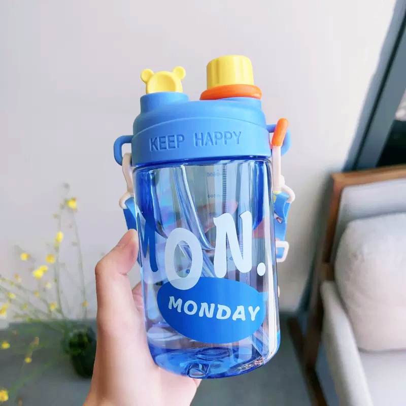 Jual Botol Minum MONDAY 650ML 2 Cara Minum dan Tali Panjang 7009 ...