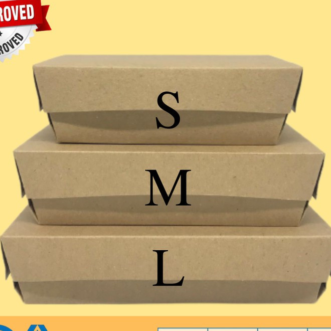 Jual KOTAK MAKAN PAPER LUNCH BOX BAHAN KRAFT / KRAFT FULL LAMINASI SIZE S, M & L | Shopee Indonesia