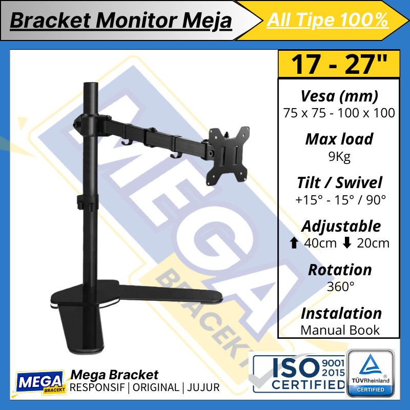 Jual Bracket Braket Stand Monitor Jepit Meja 17 19 20 22 24 27 Inch ...